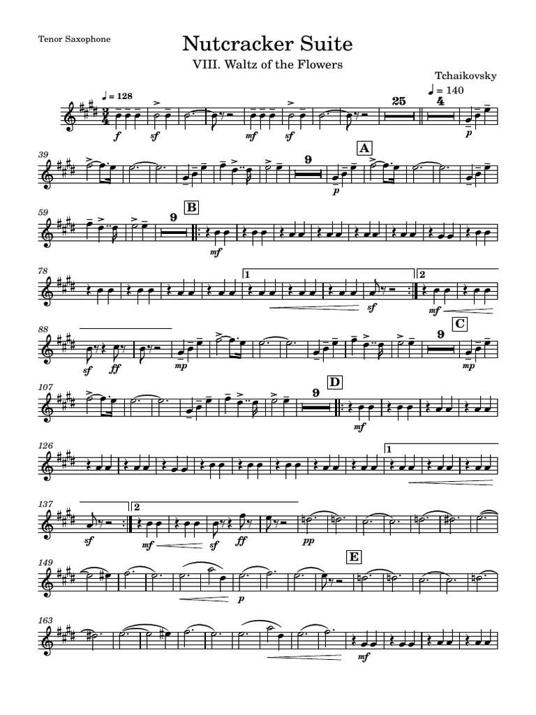 Nutcracker Suite VIII. Waltz of The Flowers-Tenor Saxophone | PDF | The ...