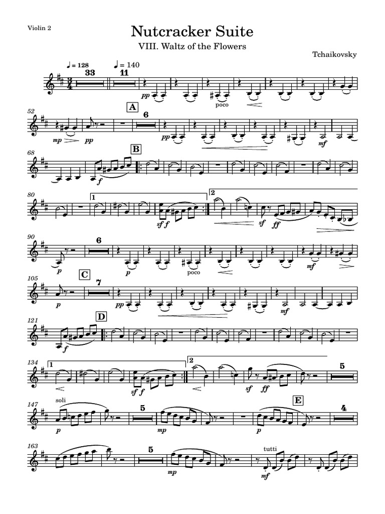 Nutcracker Suite VIII. Waltz of The Flowers Violin 2 | PDF | The ...