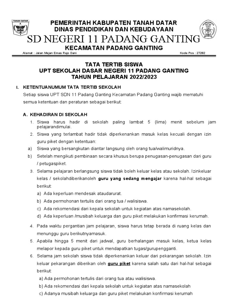 1 Tata Tertib SDN 04 PG | PDF
