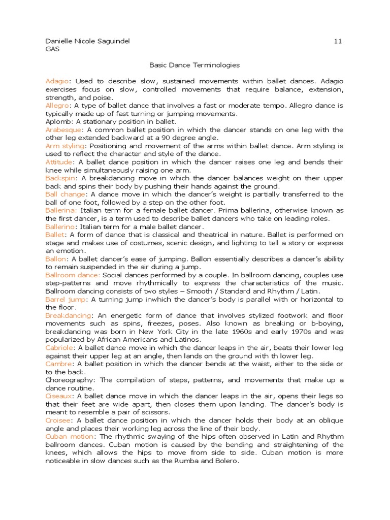 A Glossary of Dance Terminology: Defining Key Terms in Ballet, Ballroom ...