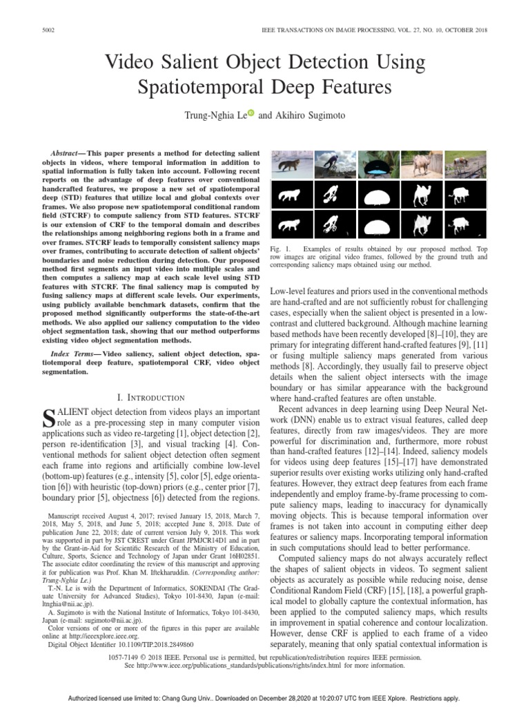 Video Salient Object Detection Using Spatiotemporal Deep Features Pdf Image Segmentation