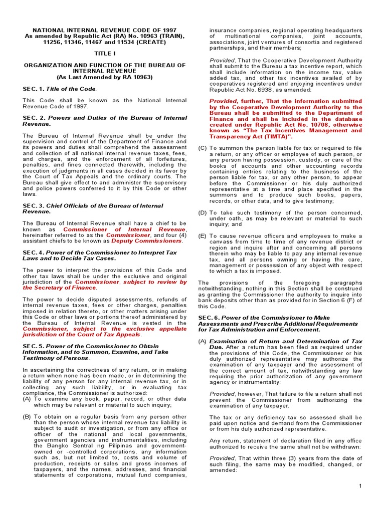 01 Organization and Function of The Bureau of Internal Revenue ...