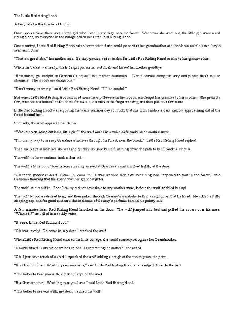 The Little Red Riding Hood | PDF | Little Red Riding Hood