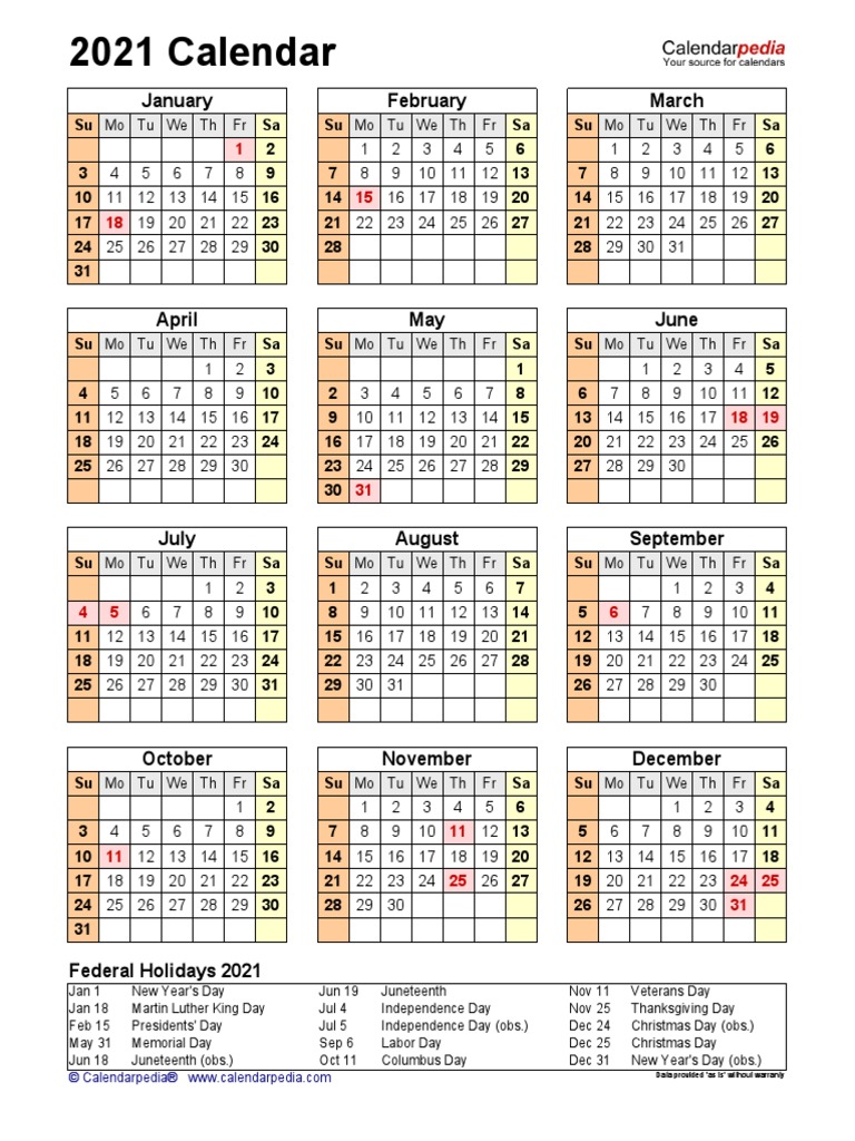 2021 Calendar Portrait Year at A Glance | PDF | Government | Festival