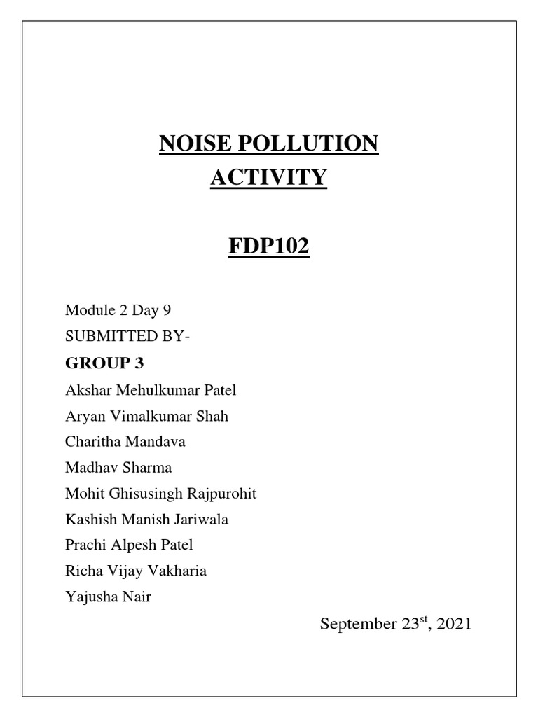 Noise Pollution Activity Group 3 | PDF | Health Sciences | Acoustics