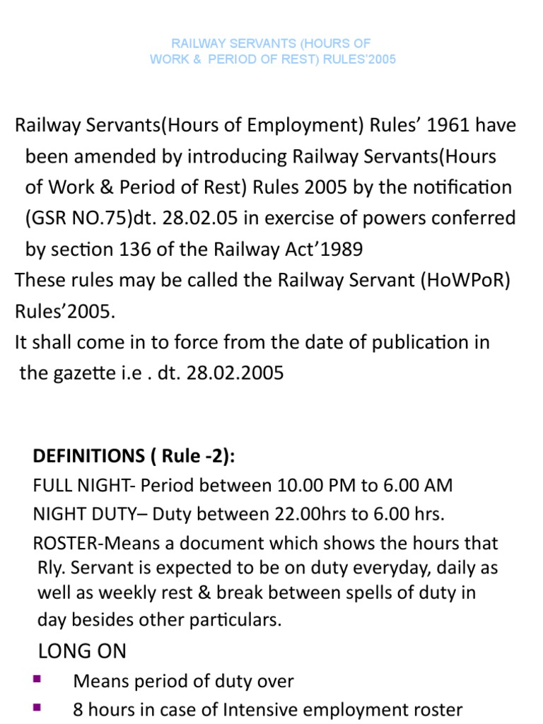 HoWPoR Rules 2005 | PDF | Working Time | Employment