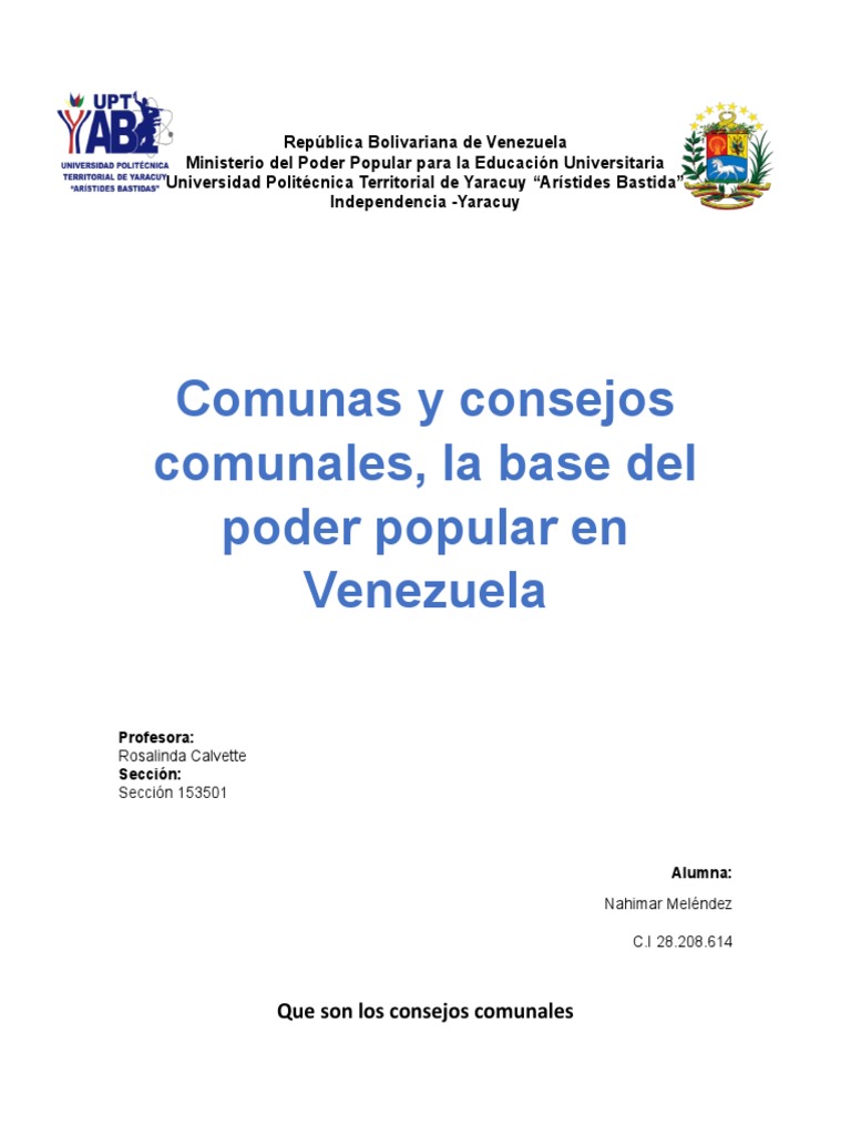 Comunas y Consejos Comunales, La Base Del Poder Popular en Venezuela ...