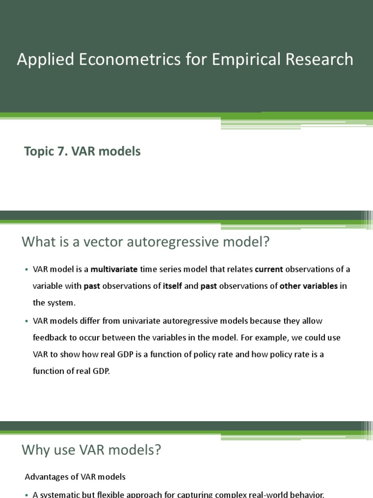Topic 7 Var Models Pdf Vector Autoregression Stationary Process