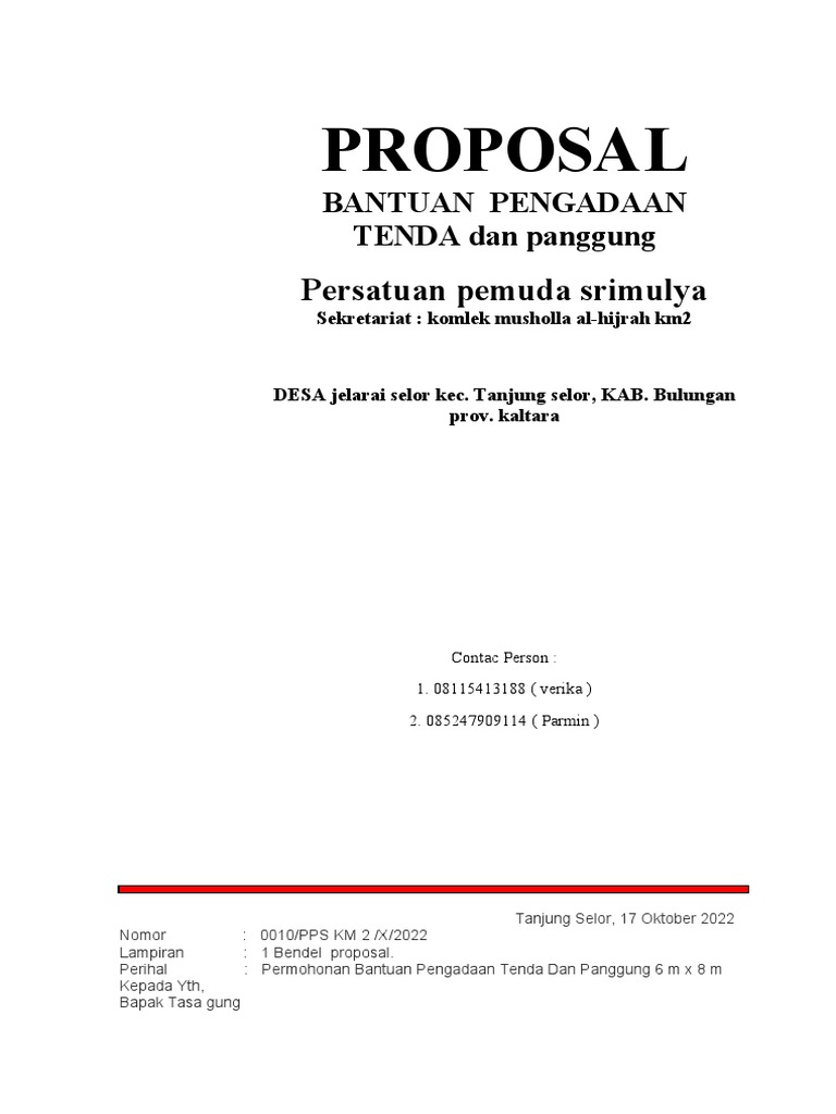Proposal Tenda Dan Panggung KM 2 | PDF | Griya & Taman