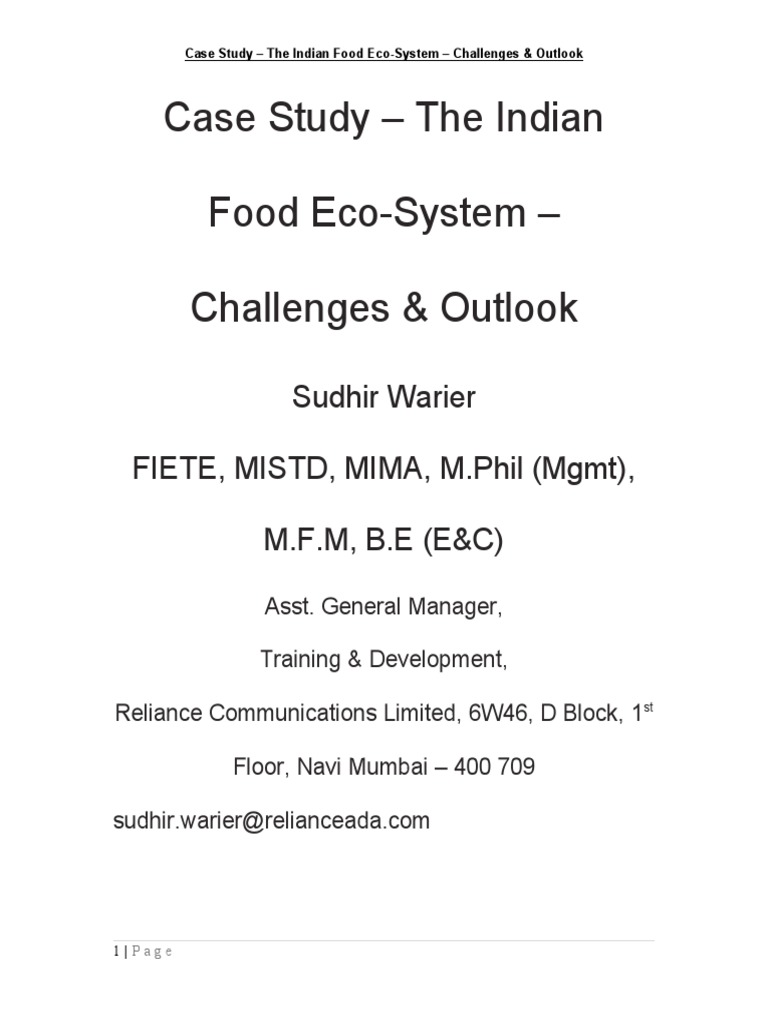CaseStudy TheIndianFoodEcosystem | PDF | Retail | Supermarket