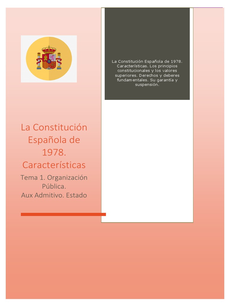 TEMA 1. Constitucion Española de 1978 | PDF | Ideologías políticas | Democracia