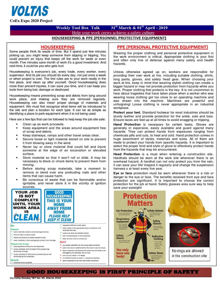 05 Housekeeping & PPE 31.03 & 01.04 | PDF | Personal Protective ...