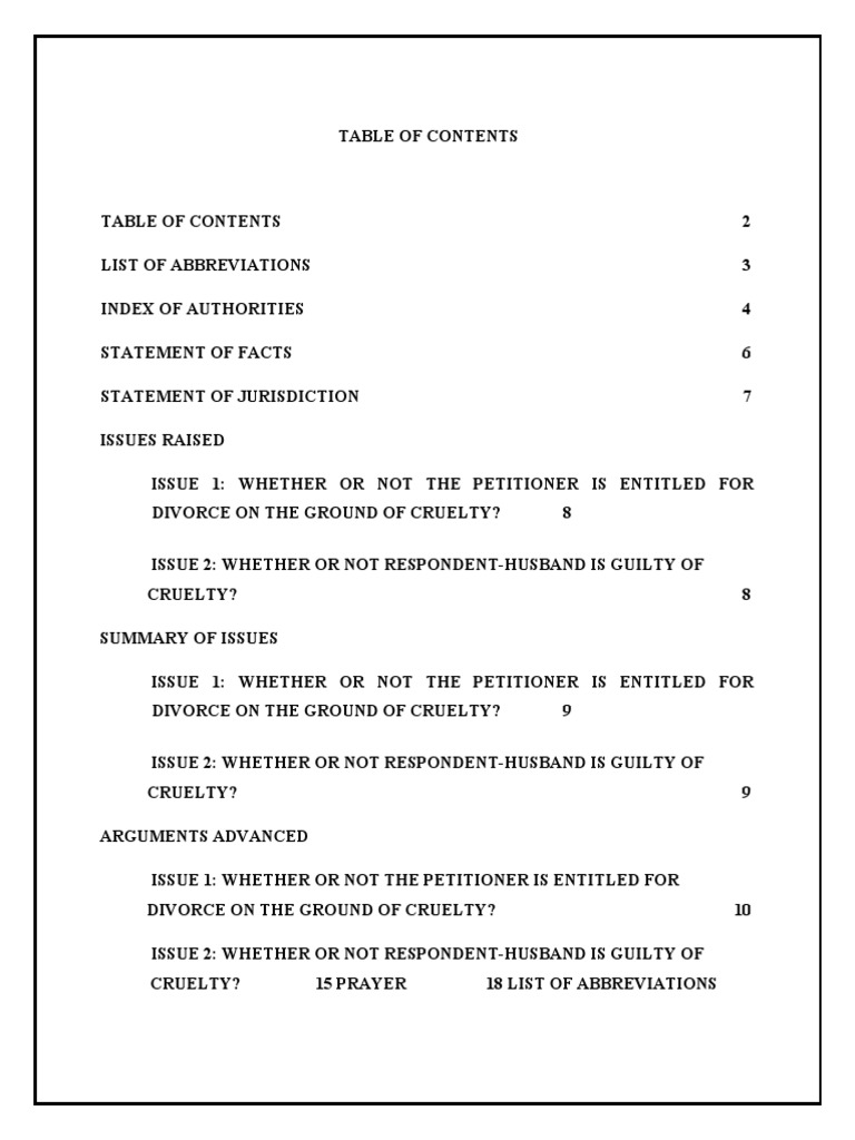 MOOT MEMORIAL | PDF | Marriage | Divorce