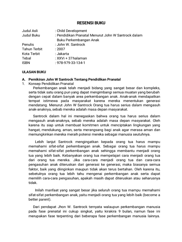 Resensi Buku: Ulasan Buku A. Pemikiran John W Santrock Tentang ...