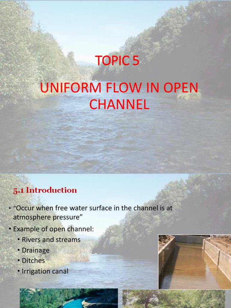 CHAPTER 5 UNIFORM FLOW IN OPEN CHANNEL Edit | PDF | Environmental Engineering | Earth Sciences