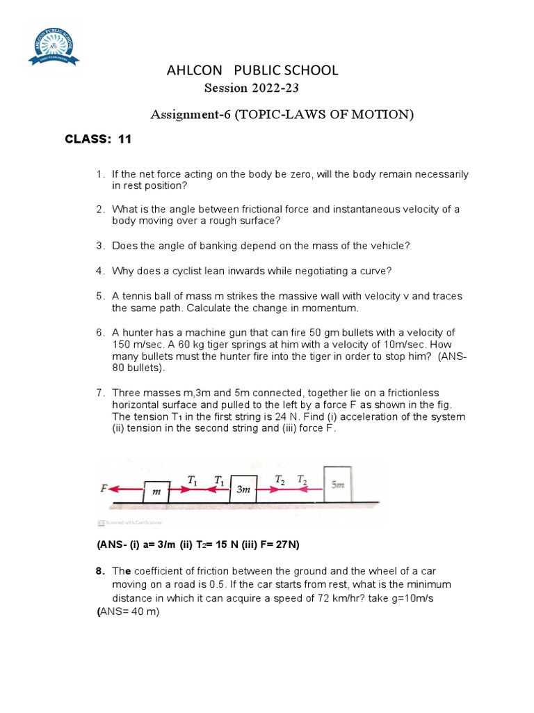 Laws of Motion Assignment | PDF | Teaching Methods & Materials | History