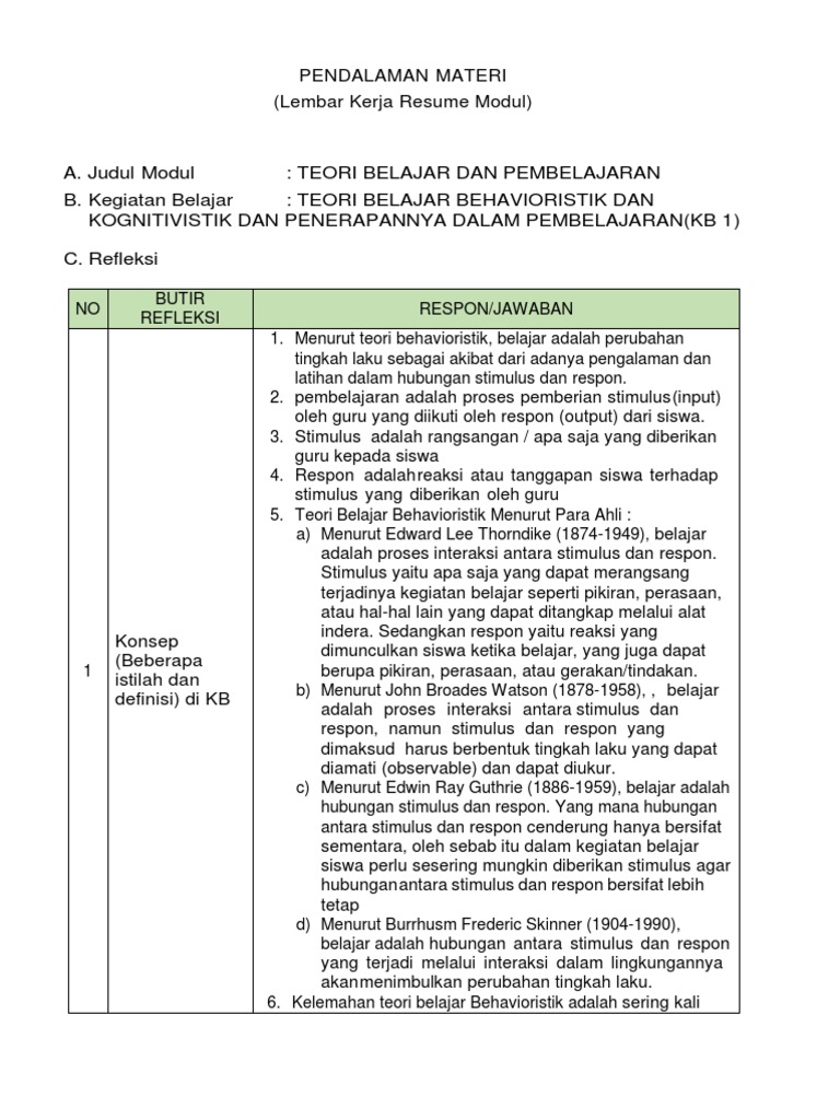 Resume KB 1 Teori Belajar | PDF Resume KB 1 Teori Belajar | PDF