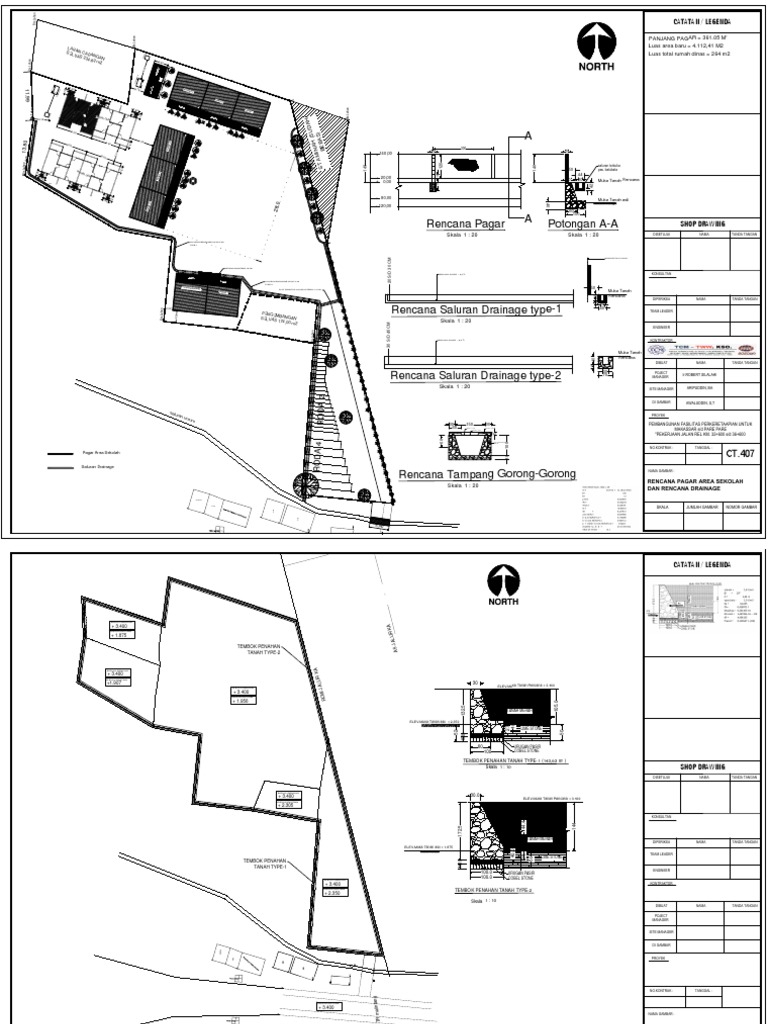 Rencana Pagar dan Drainase Sekolah | PDF