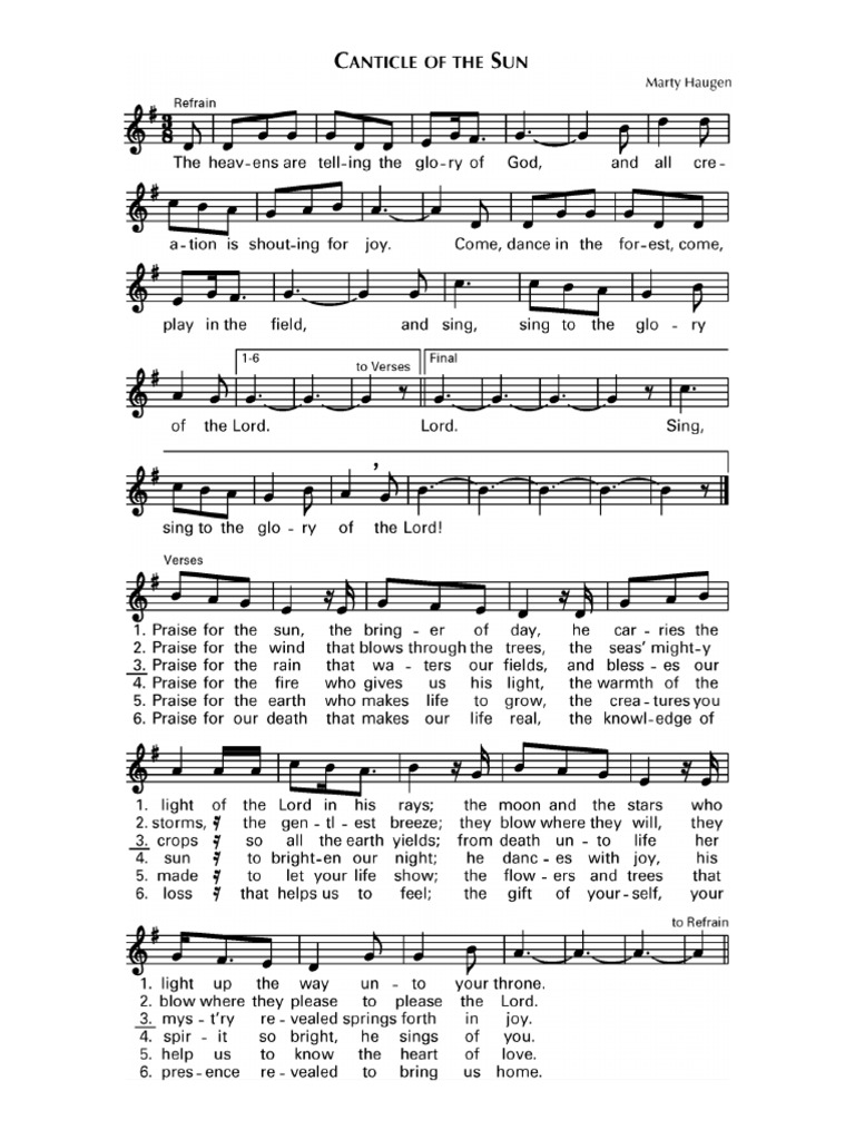 Canticle of The Sun CANTOR | PDF