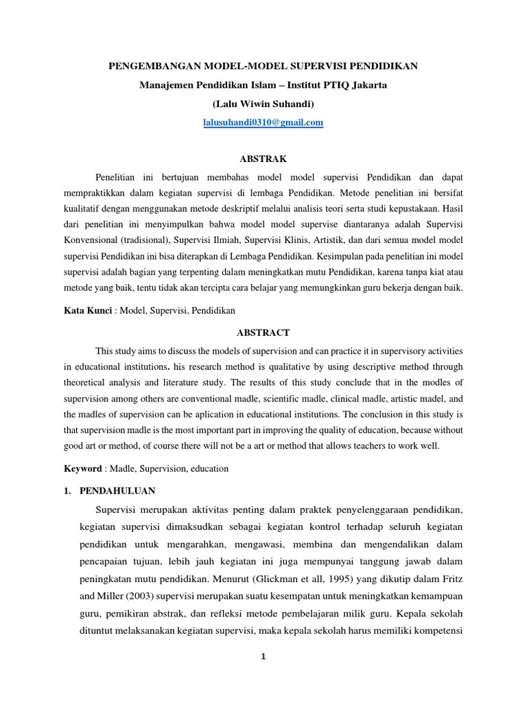 Pengembangan Model-Model Supervisi Pendidikan | PDF