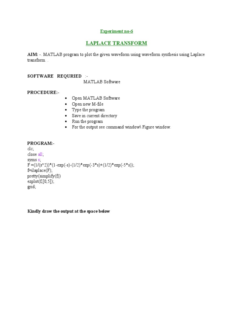 Using the Laplace Transform to Synthesize and Plot Waveforms in MATLAB ...
