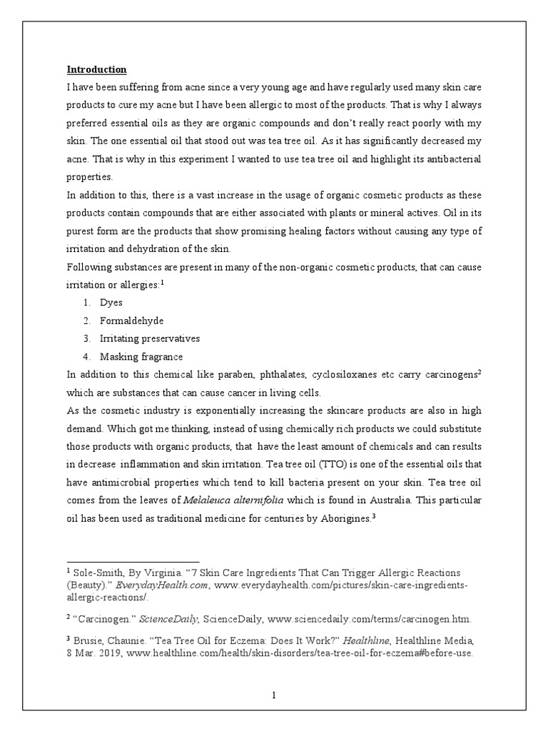 Effect of Varying Concentration of Tea Tree Oil | PDF | Bacteria ...