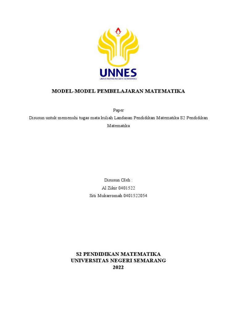 MODEL-MODEL Pembelajaran Matematika | PDF