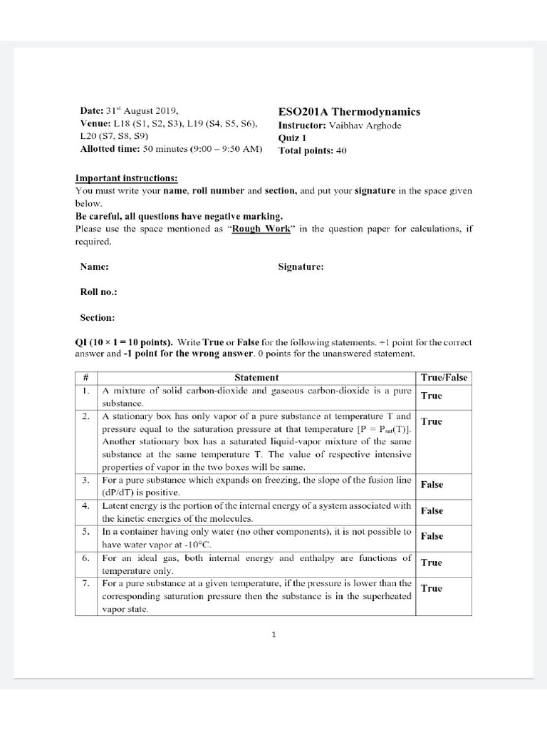 ESO201 Prev Year Quiz | PDF