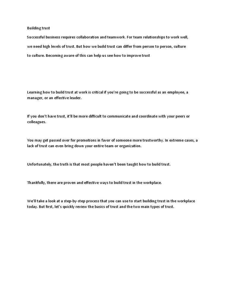 Building Trust | PDF | Cognitive Science | Human Communication