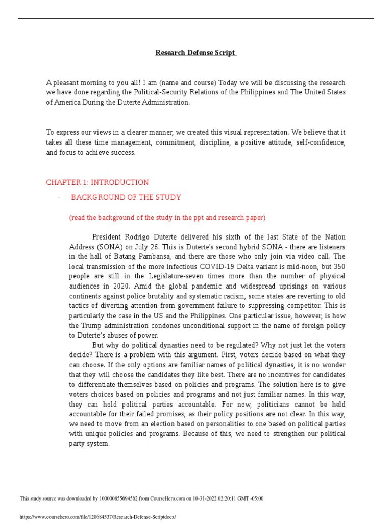 Research Defense Script | PDF | Survey Methodology | Qualitative Research