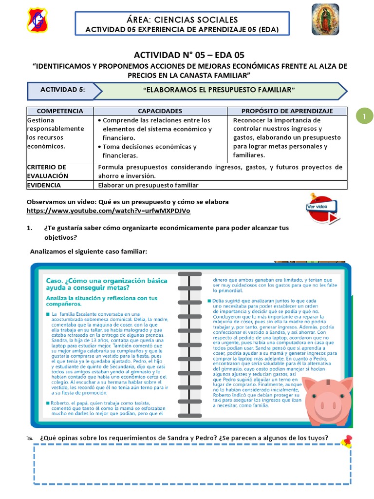 Actividad 5 Eda 5 - 3° Año | PDF | Presupuesto | Aprendizaje