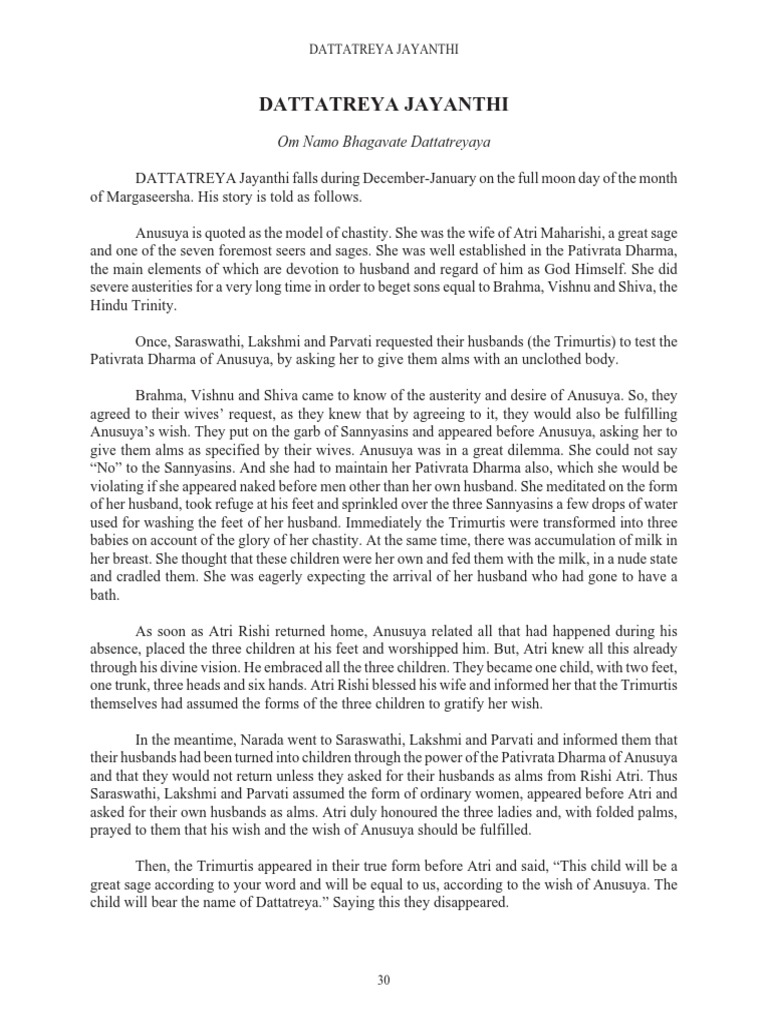 Lord Dattatreya Jayanthi | PDF | Indian Religions | Religious Belief And Doctrine