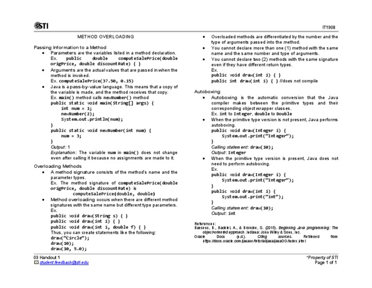 Method Overloading And Autoboxing In Java Key Concepts And Examples Pdf Method Computer