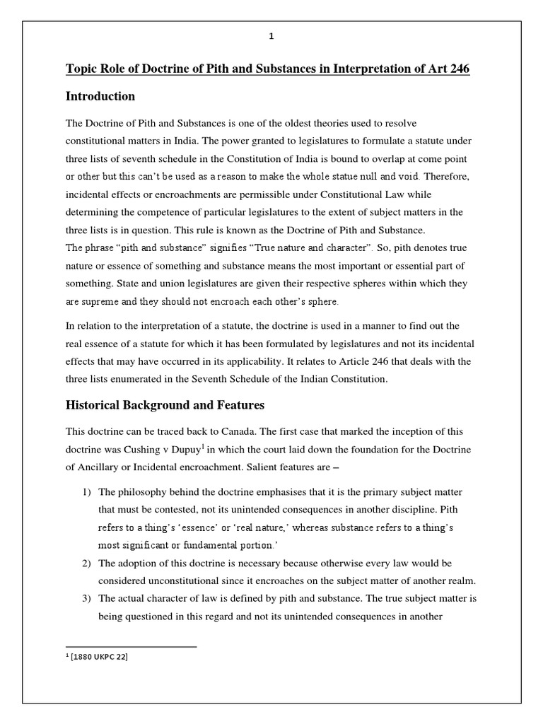 Doctrine of Pith & Substance in Art 246 | PDF | Loans | Justice