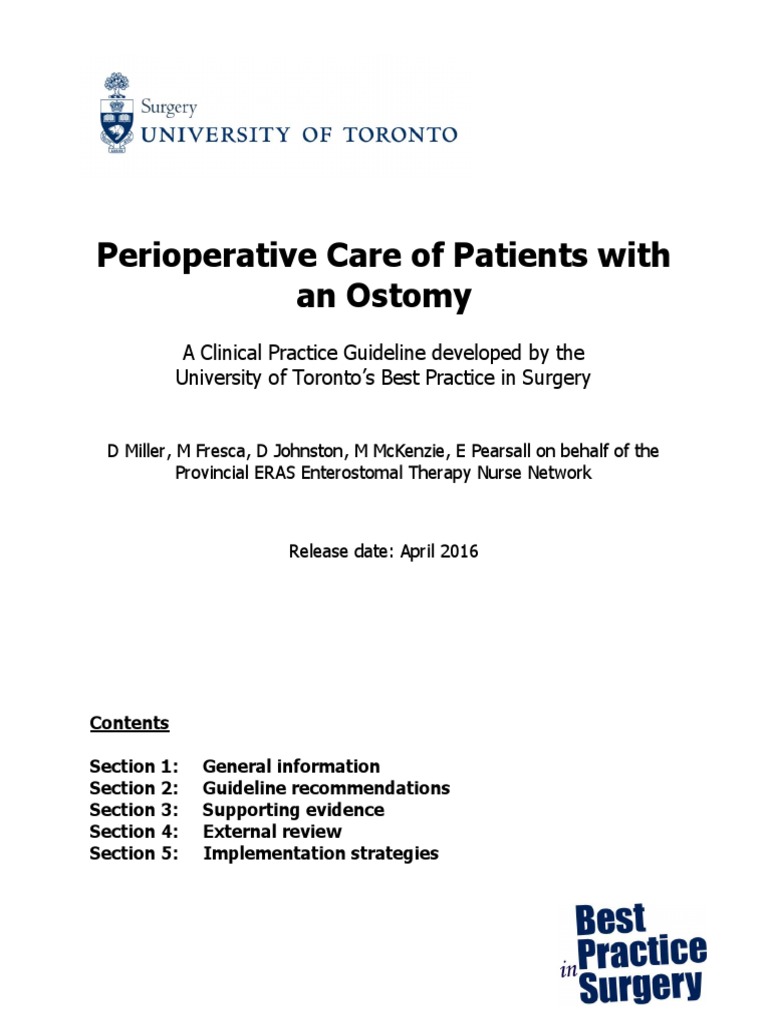 2016 Toronto ERAS - STOMA - BPS - FINAL - 2018 | PDF | Surgery | Patient