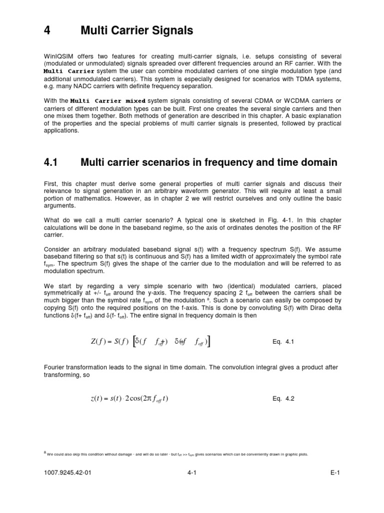 Part 02 B - Multi Carrier Signals With WinIQSIM v0 | PDF | Modulation ...