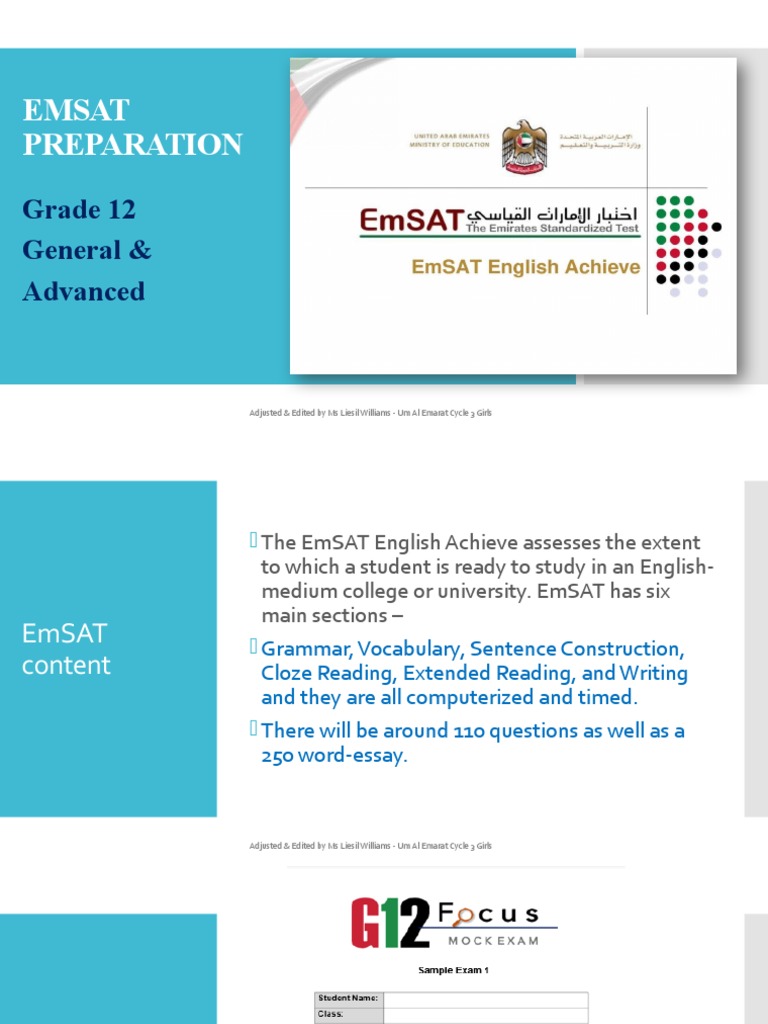 EmSAT English Prep Guide | PDF | Part Of Speech | Adjective