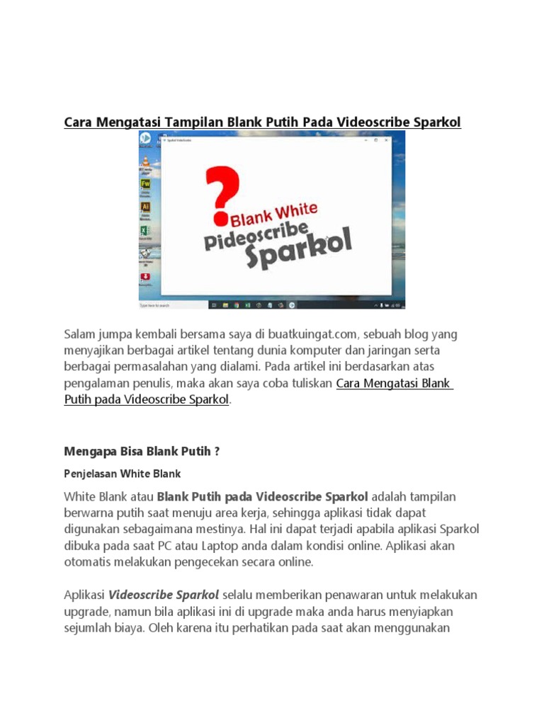 Cara Mengatasi Tampilan Blank Putih Pada Videoscribe Sparkol | PDF
