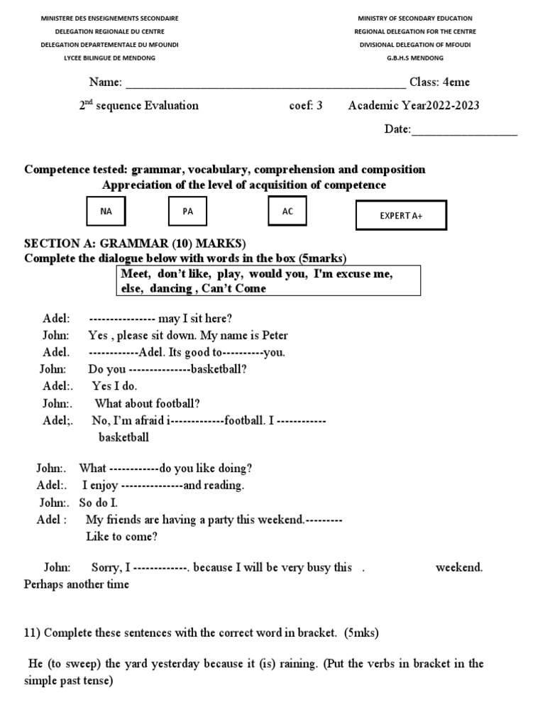 2nd Sequence Evaluation 4eme | PDF | Personal Protective Equipment | Welding