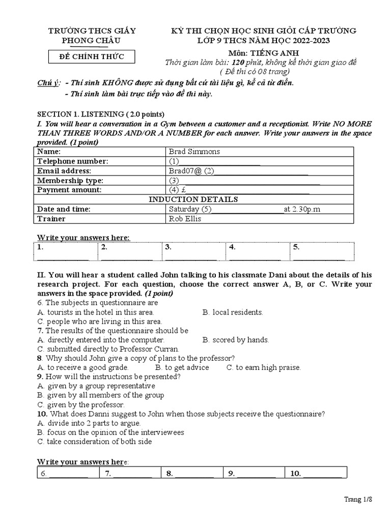 De HSG Anh 9 - Cap Truong | PDF | Cuneiform | Linguistics