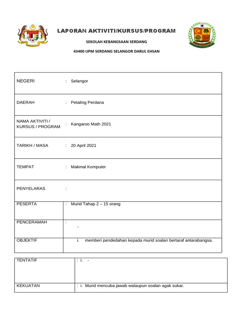 Laporan Kangroo Math 2021 | PDF