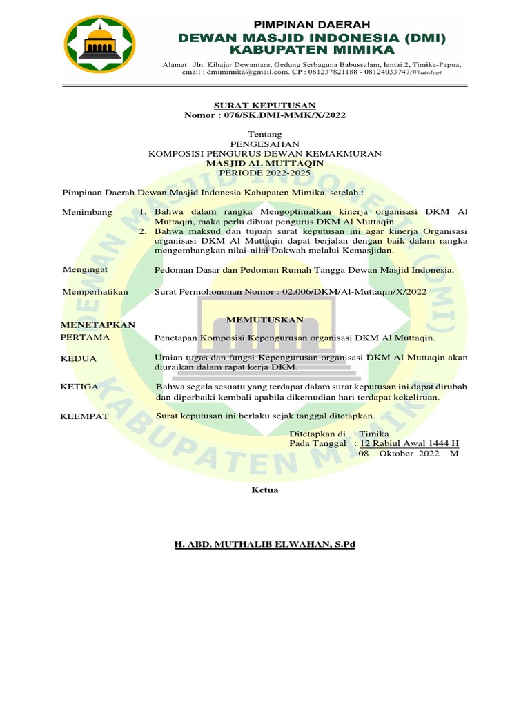 SK DKM Al Muttaqin 2022-2025 | PDF