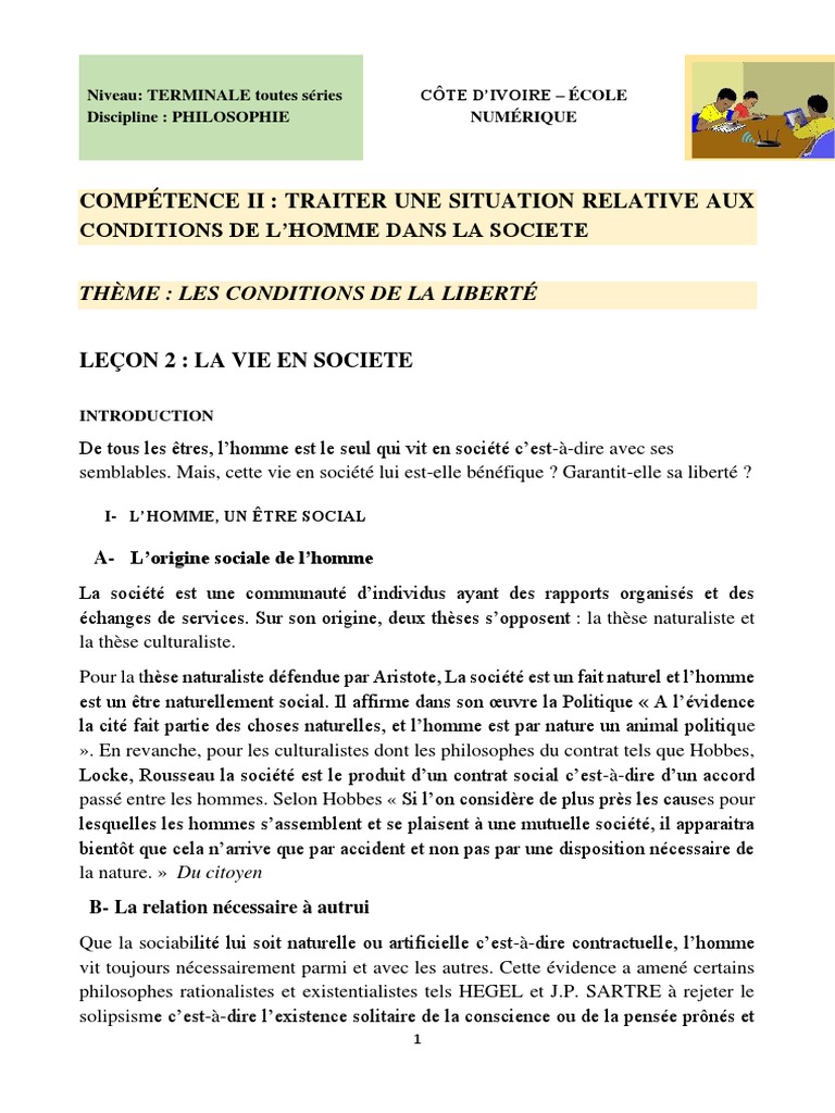 Conditions de la vie en société | PDF | État | Justice