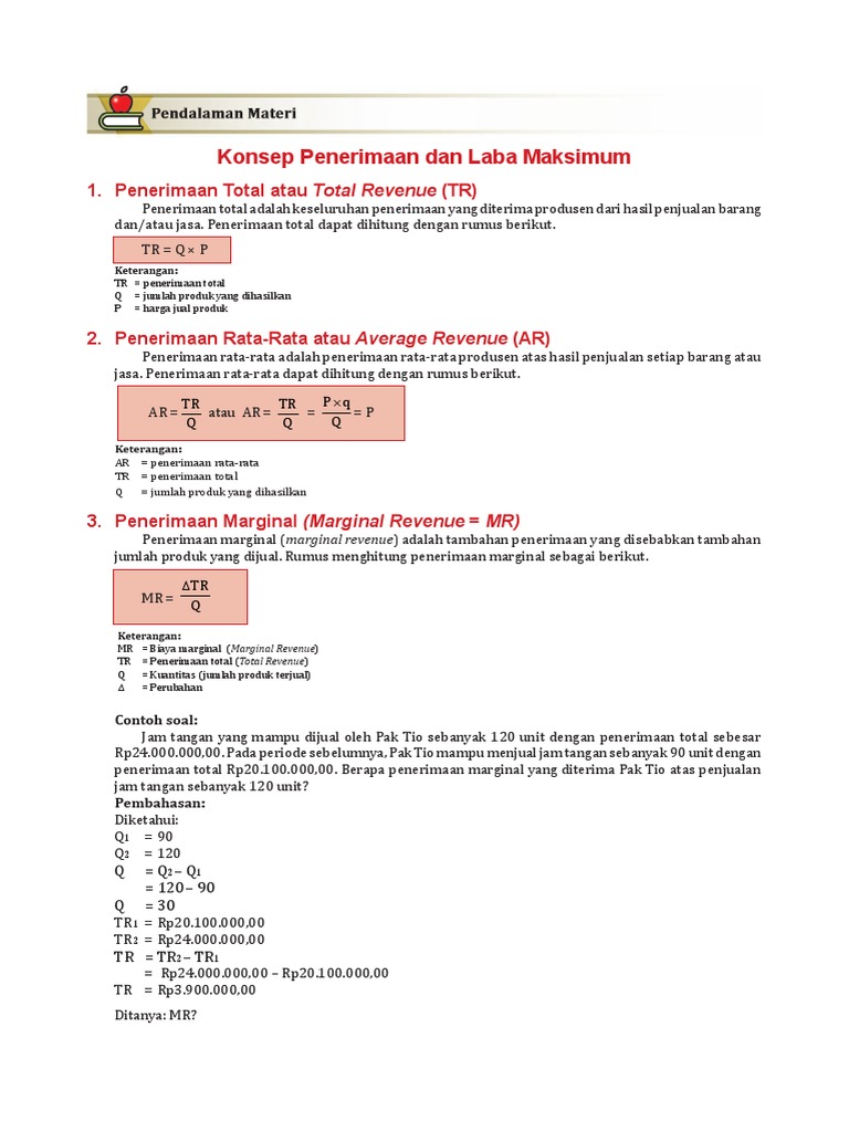 Pendampr21 - Eko - X - 15 - Bab - 3 - Konsep Penerimaan Dan Laba | PDF