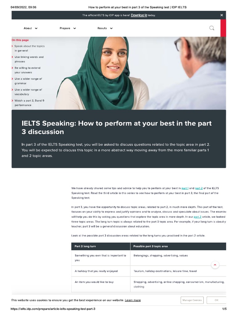 Speaking Part 3 From IDP | PDF