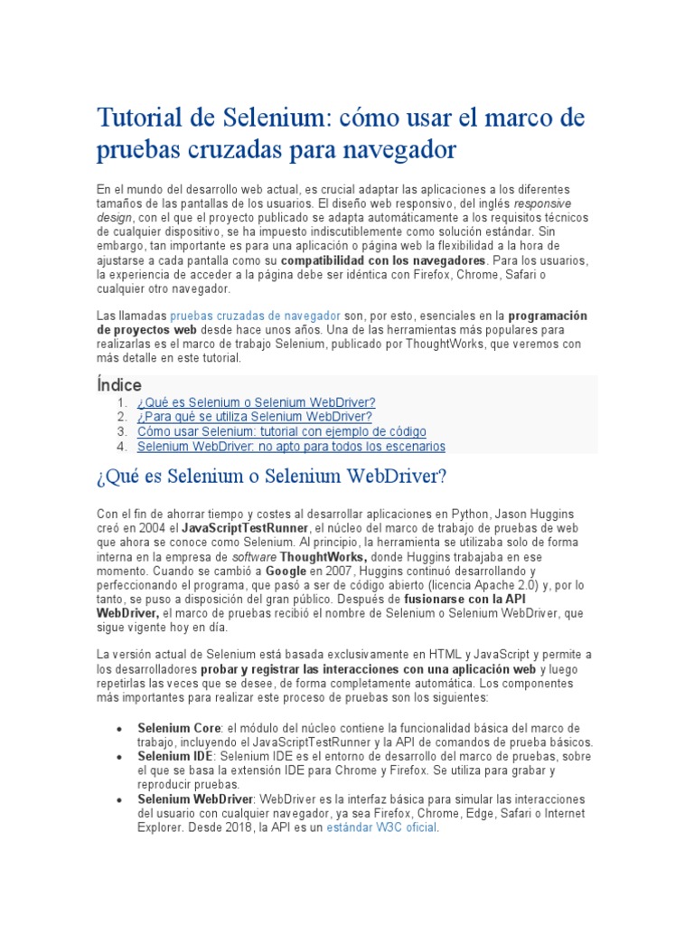 Tutorial de Selenium | PDF | Selenio (software) | Informática