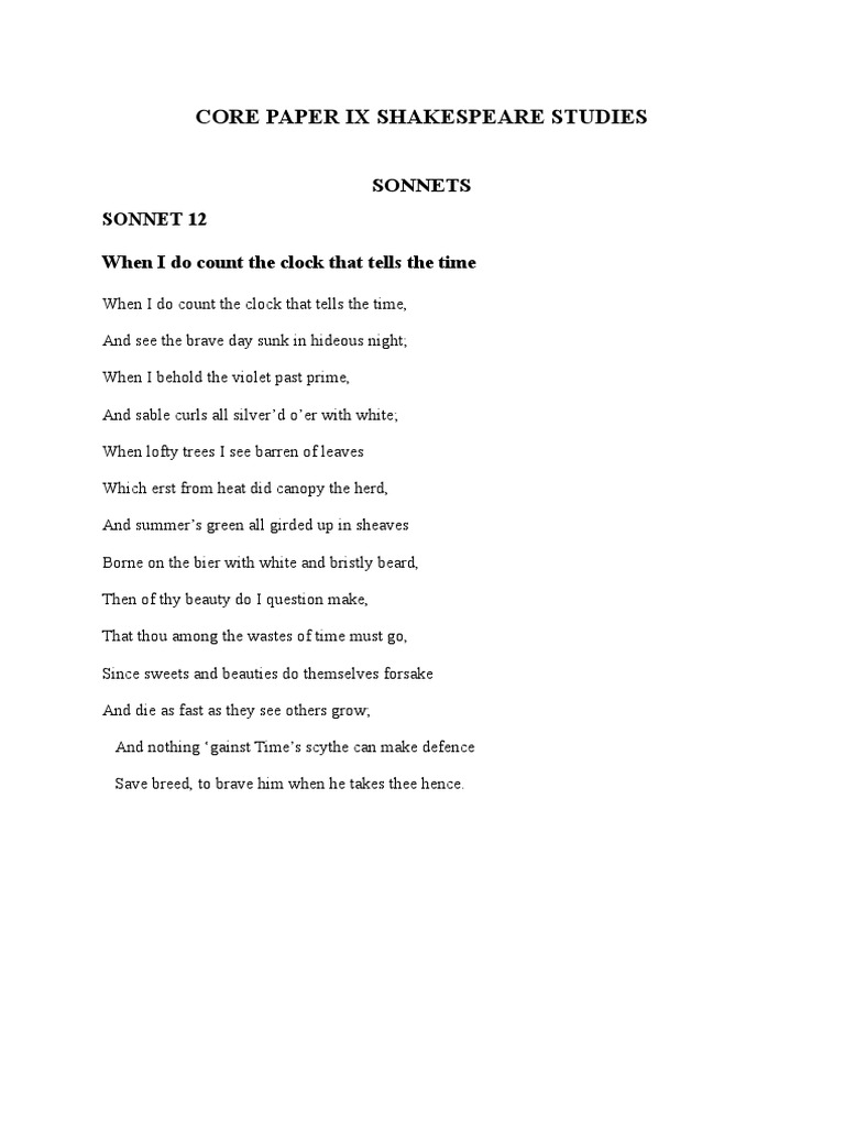 Shakespeare Sonnets | Download Free PDF | Sonnets