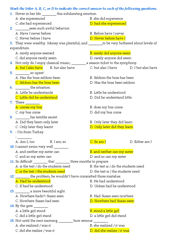 Mark the Correct Answer Multiple Choice Test | PDF