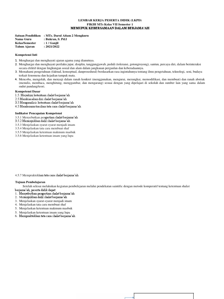 LKPD Pelajaran 3 Fiqih | PDF | Agama & Spiritualitas